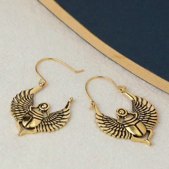 Jewelry | Winged Scarab Beetle Egypt Eternal Resurrection Immortality Regeneration Hoops | Poshmark